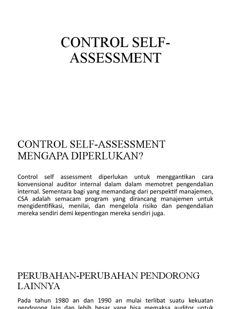 Bab 10 Control Self-Assessment | PDF