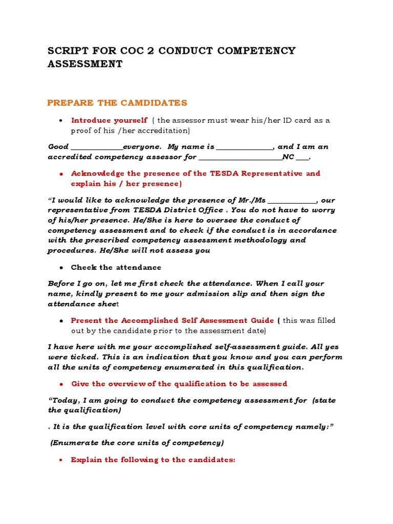 Coc 2 Conduct Competency Assessment | PDF | Competence (Human Resources ...