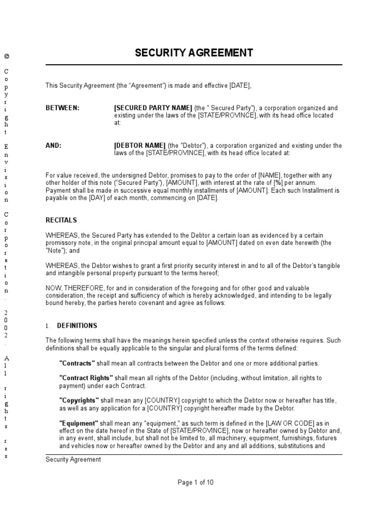 Security Agreement | PDF | Security Interest | Indemnity