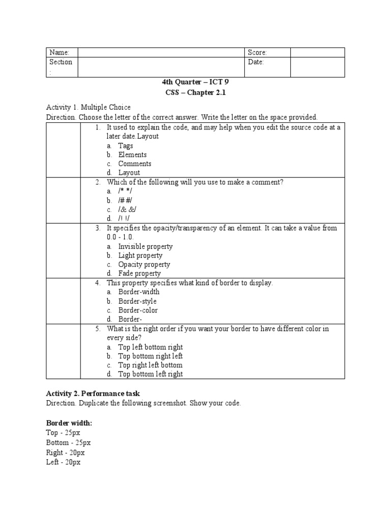 4th Quarter - ICT 9 CSS - Chapter 2.1 | PDF