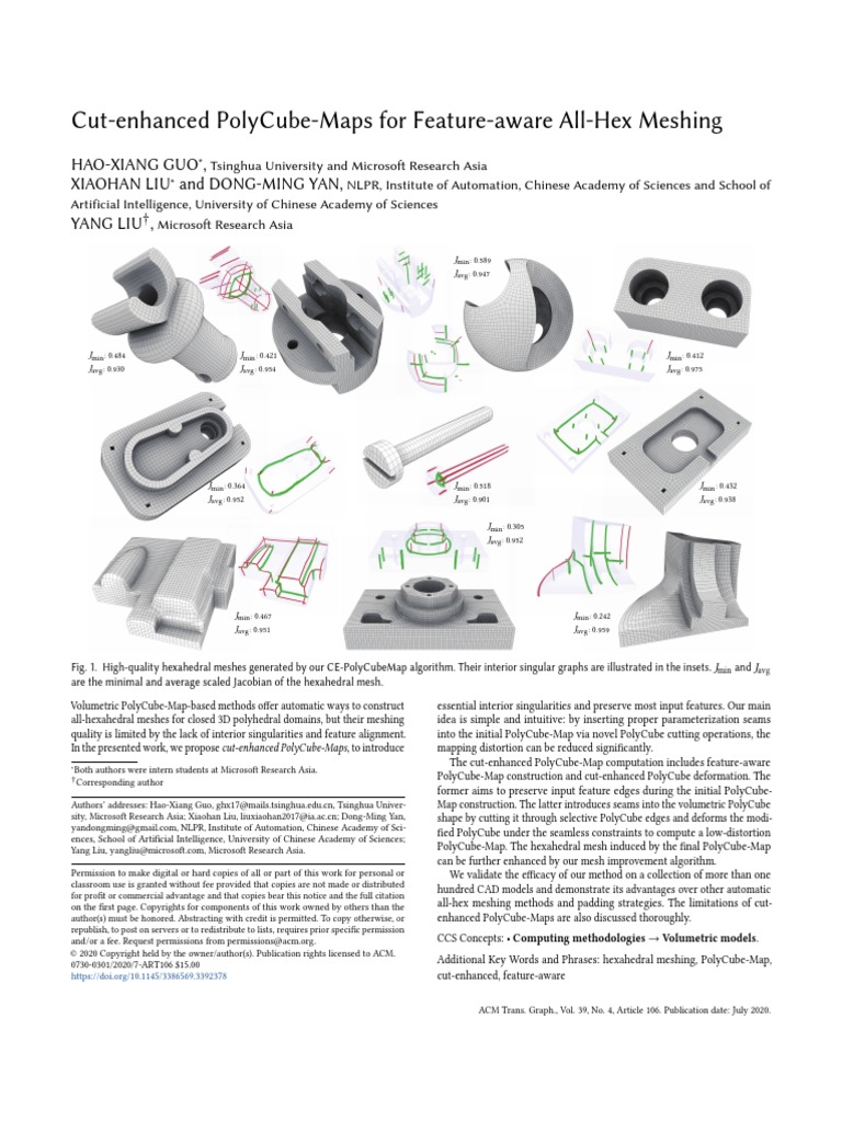 Polycube Hex Meshing Pdf Tetrahedron Cartesian Coordinate System