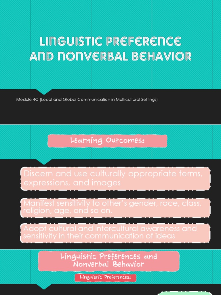 Linguistic Preference and Nonverbal Behavior | PDF | Nonverbal ...