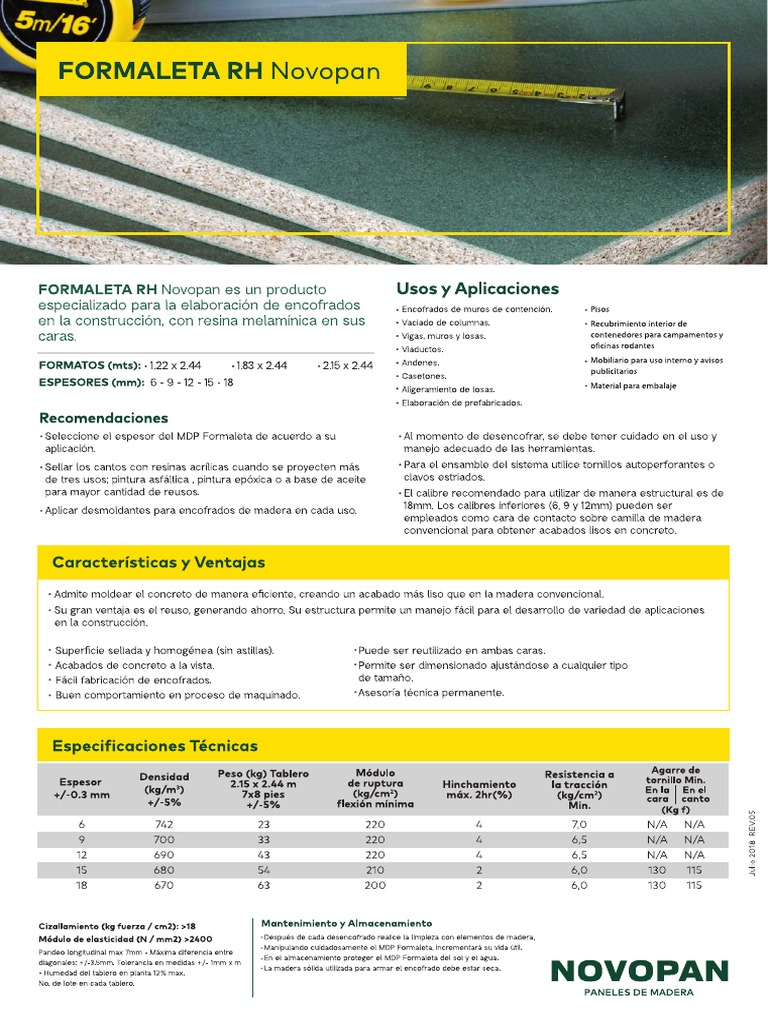 Fichas Tecnicas NOVOPAN | PDF