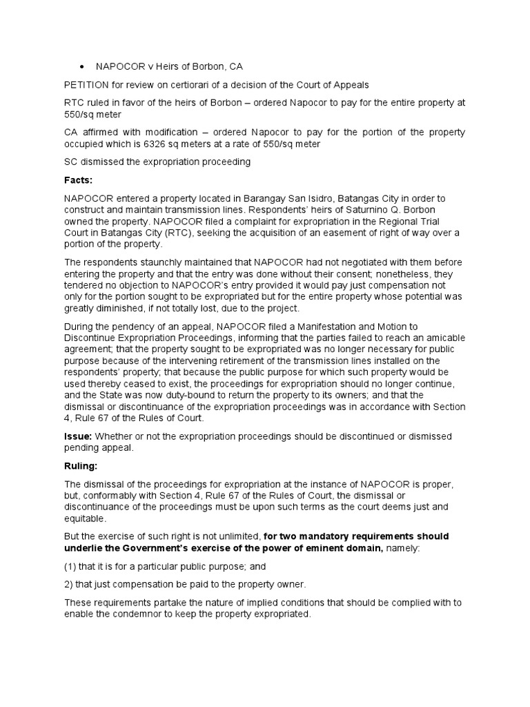 Dismissal of Expropriation Proceedings and Compensation for Disturbance ...