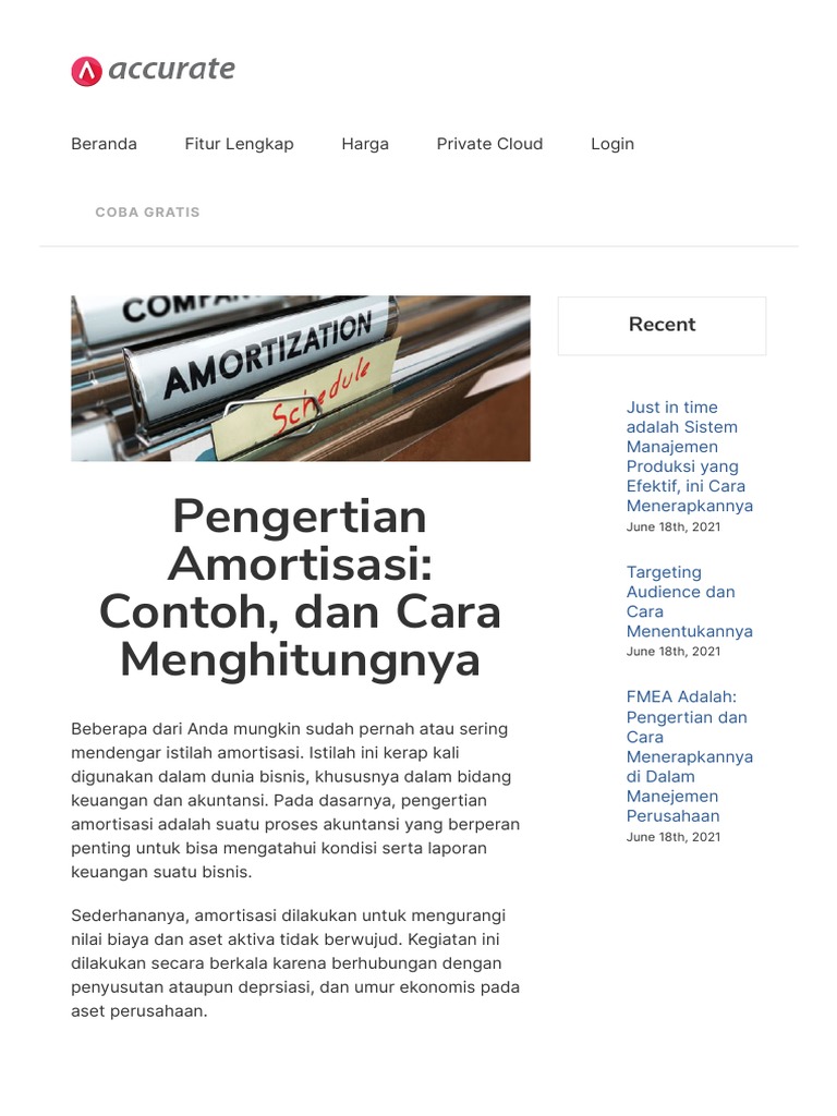Pengertian Amortisasi - Contoh, Dan Cara Menghitungnya - Accurate ...