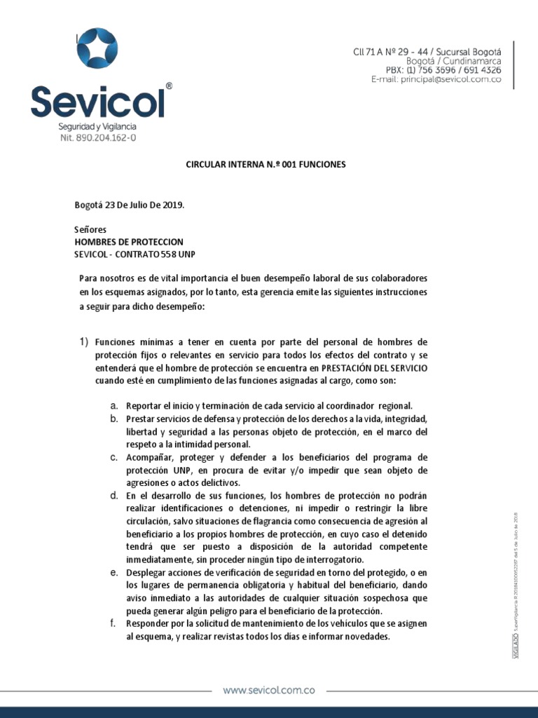 Circular Interna 001 Funciones | PDF | Correo | Gobierno