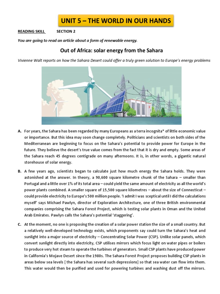 Sahara's Solar Energy Potential | PDF | Solar Power | Nature
