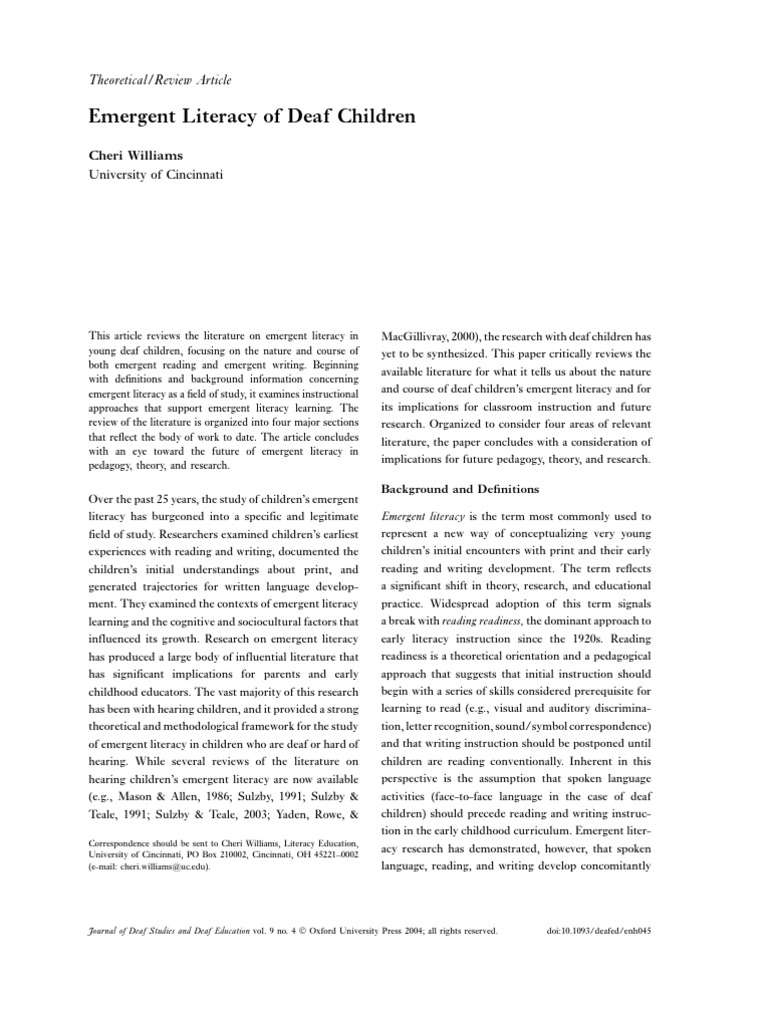 Emergent Literacy | PDF | Literacy | Sign Language