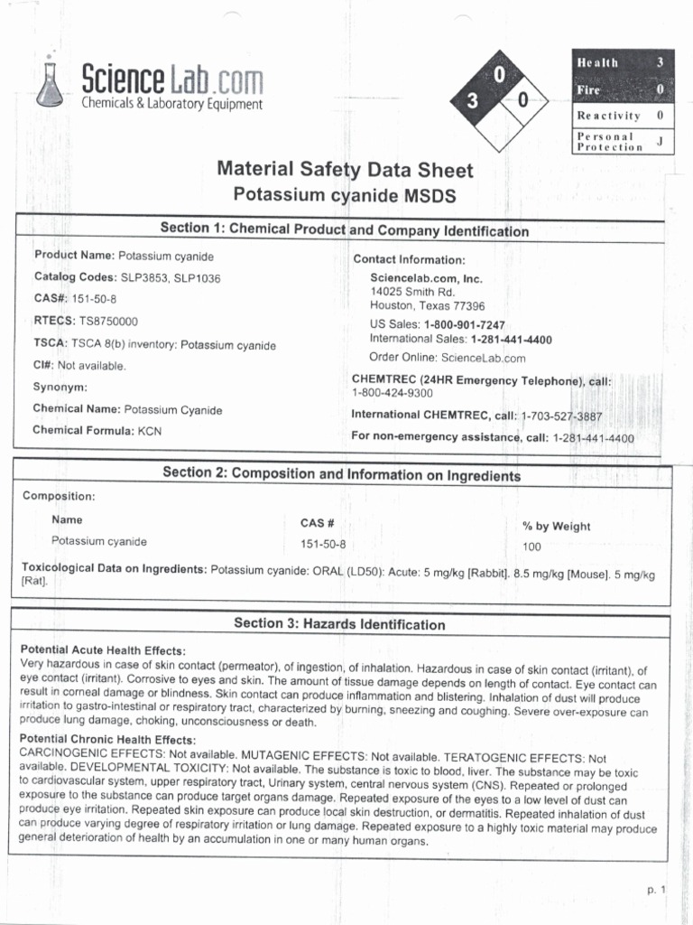 MSDS (Potassium Cyanide) | PDF