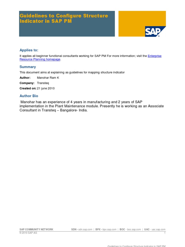 Guidelines To Configure Structure Indicator in SAP PM | PDF | Sap Se ...
