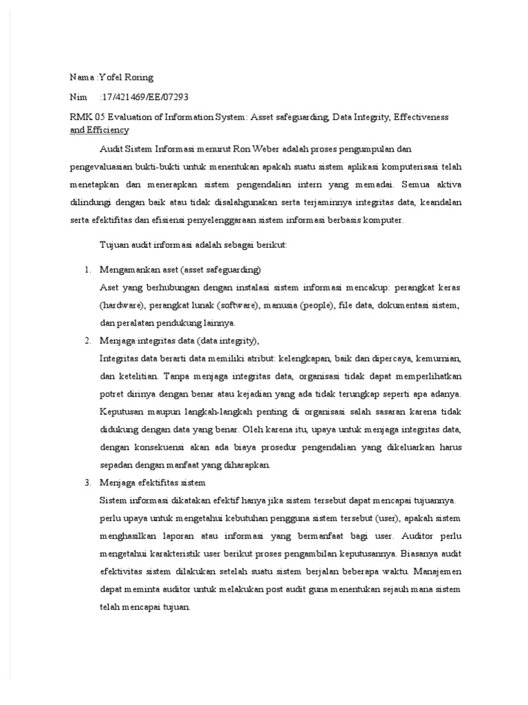 (PDF) RMK 05 Evaluation of Information Systems Asset Safeguarding, Data Integrity, Effectiveness ...
