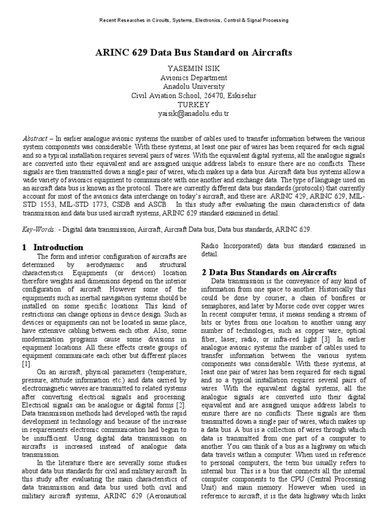 Arinc 629 | Download Free PDF | Data Transmission | Avionics