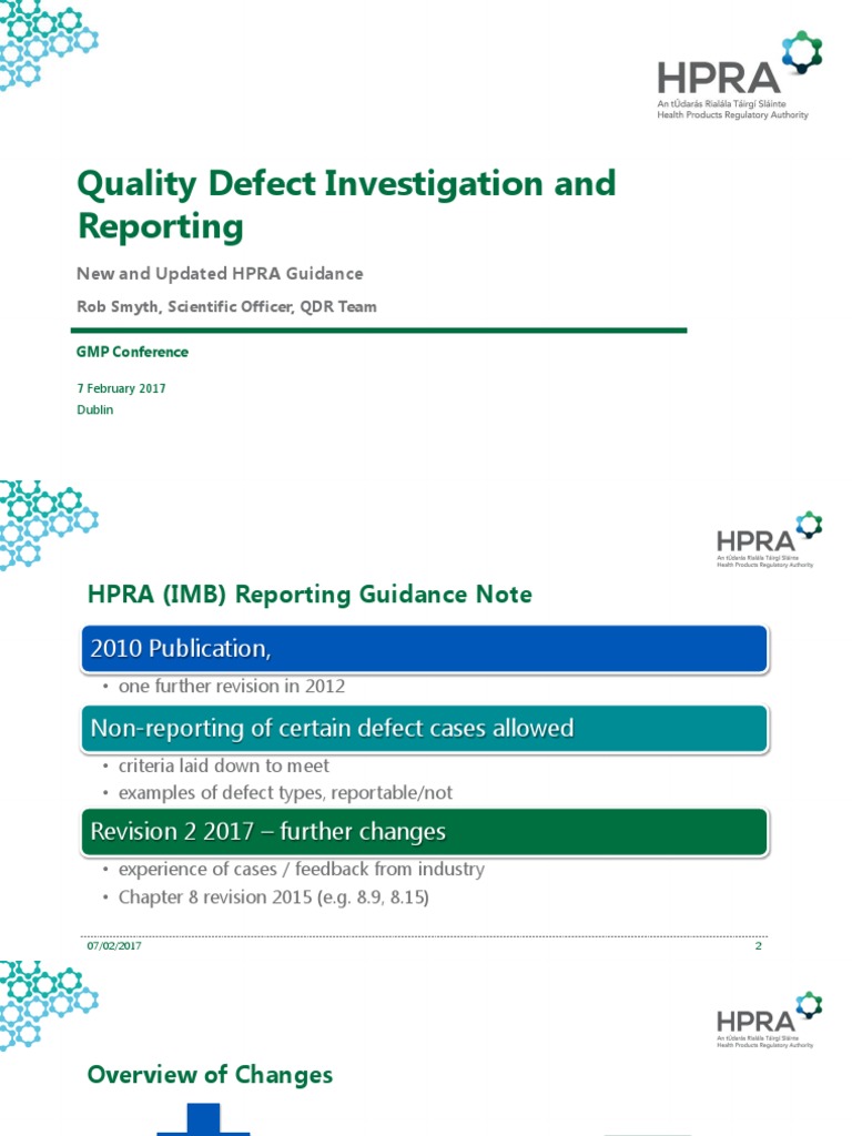 Quality Defect Investigation and Reporting: New and Updated HPRA ...