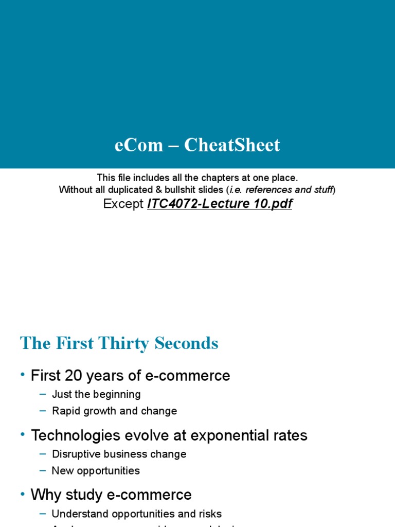 ECom - CheatSheet | PDF | E Commerce | Supply Chain