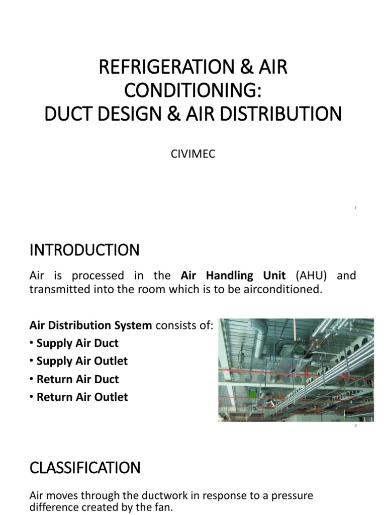 CIVIMEC Air Duct Design Lecture | PDF | Duct (Flow) | Physical Chemistry