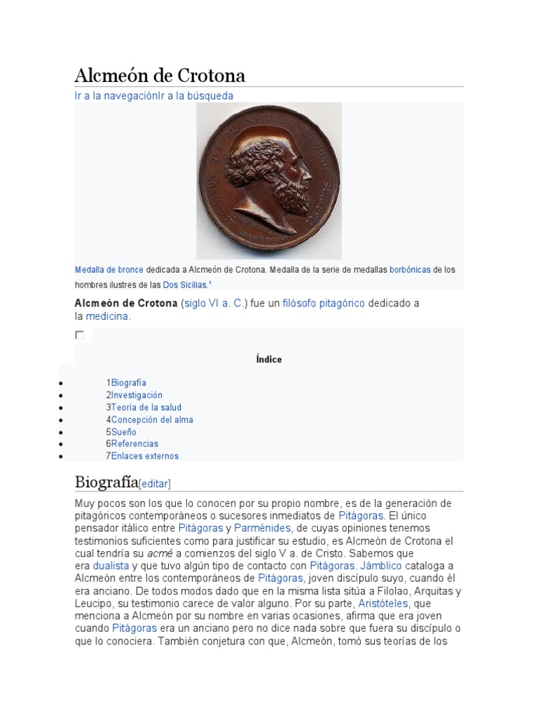 Alcmeón de Crotona sintesis | PDF | Metafísica | Science