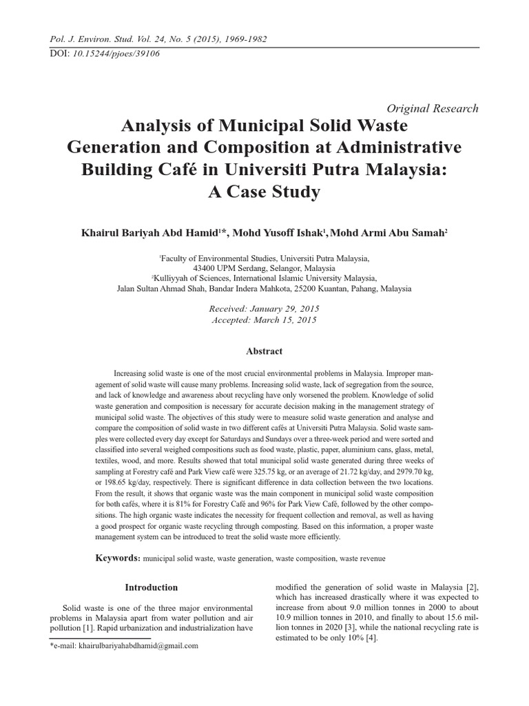 Analysis of Municipal | PDF | Waste Management | Municipal Solid Waste