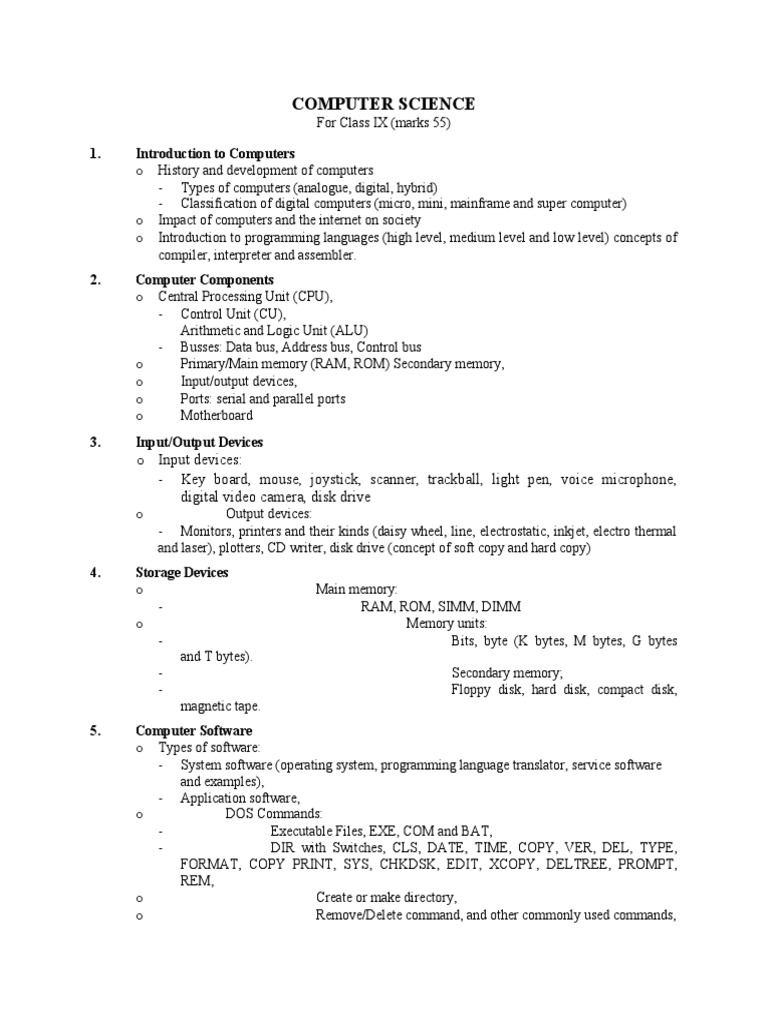 Computer Science: 1. Introduction To Computers | Download Free PDF ...
