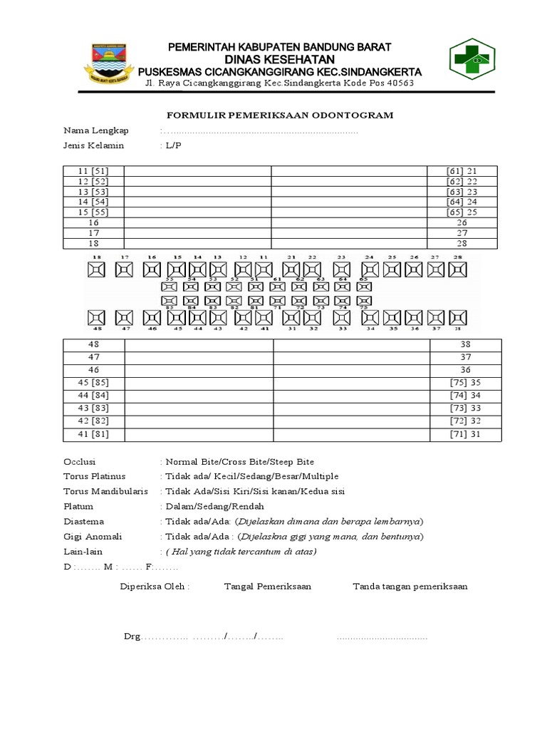 Odontogram Poli Gigi Puskesmas | PDF