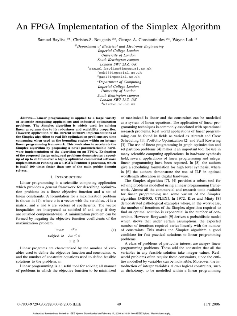 Simplex Algorithm | PDF | Linear Programming | Mathematical Optimization