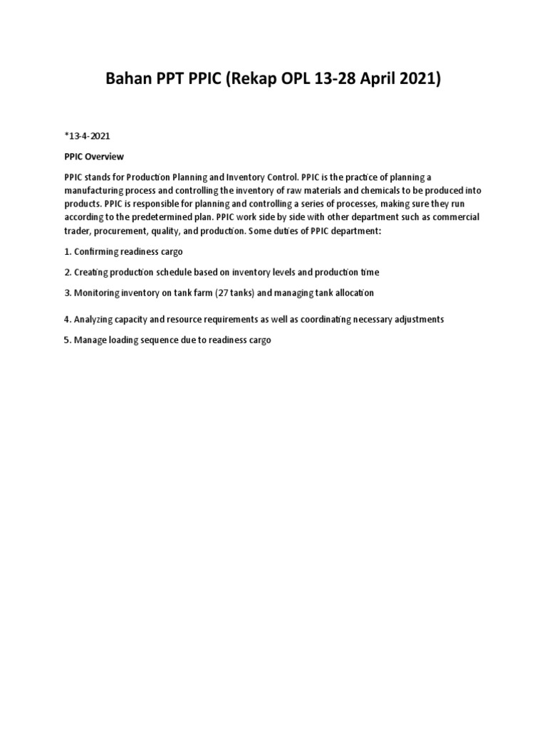Bahan PPT PPIC | PDF | Volume | Inventory