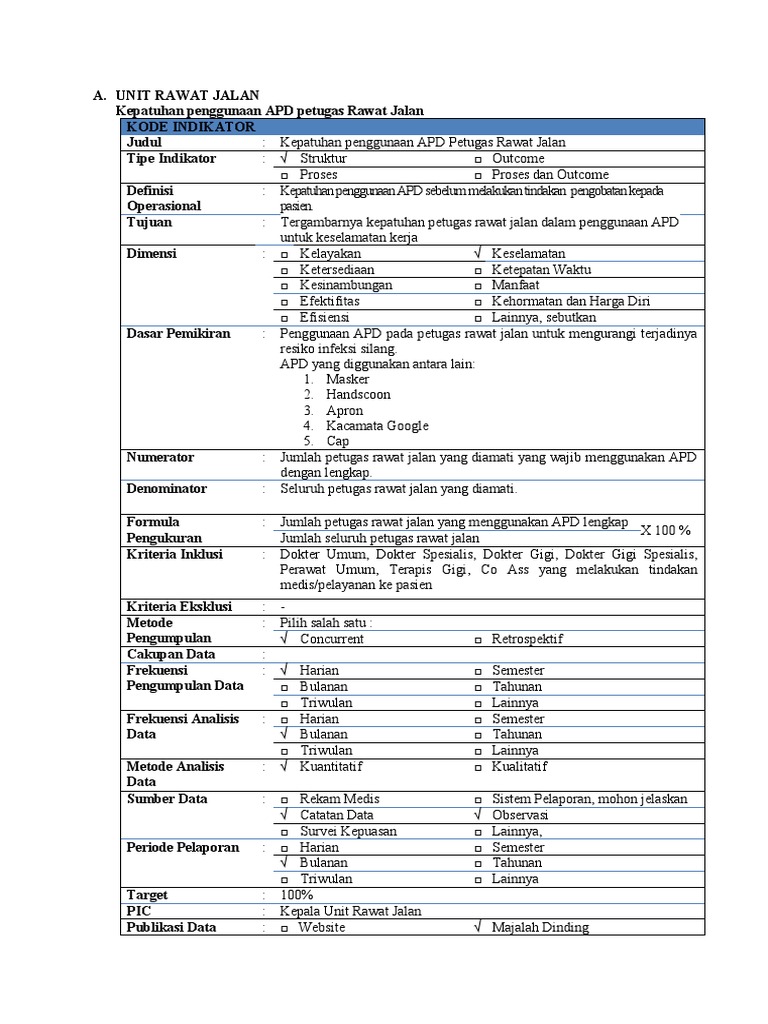 Indikator Mutu Unit Rawat Jalan RSGM Unej | PDF | Komputer