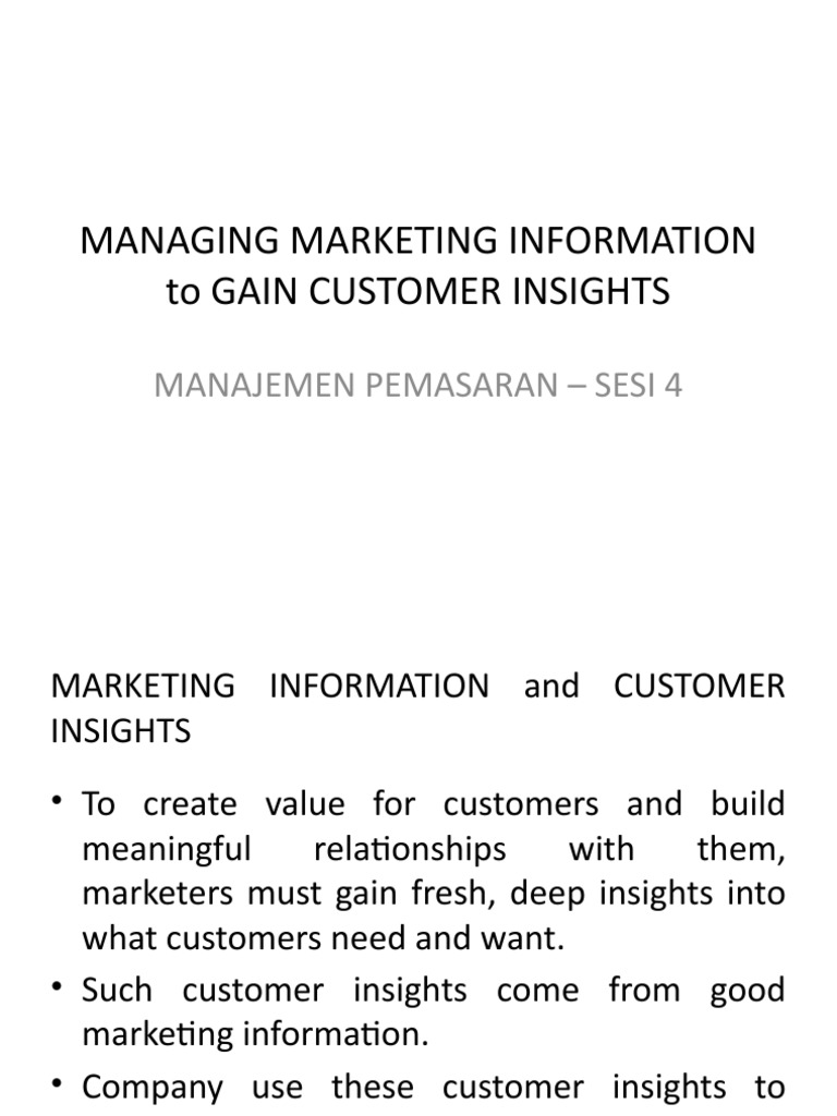 Sesi 4 - Managing Marketing Information To Gain Customer Insights | PDF ...