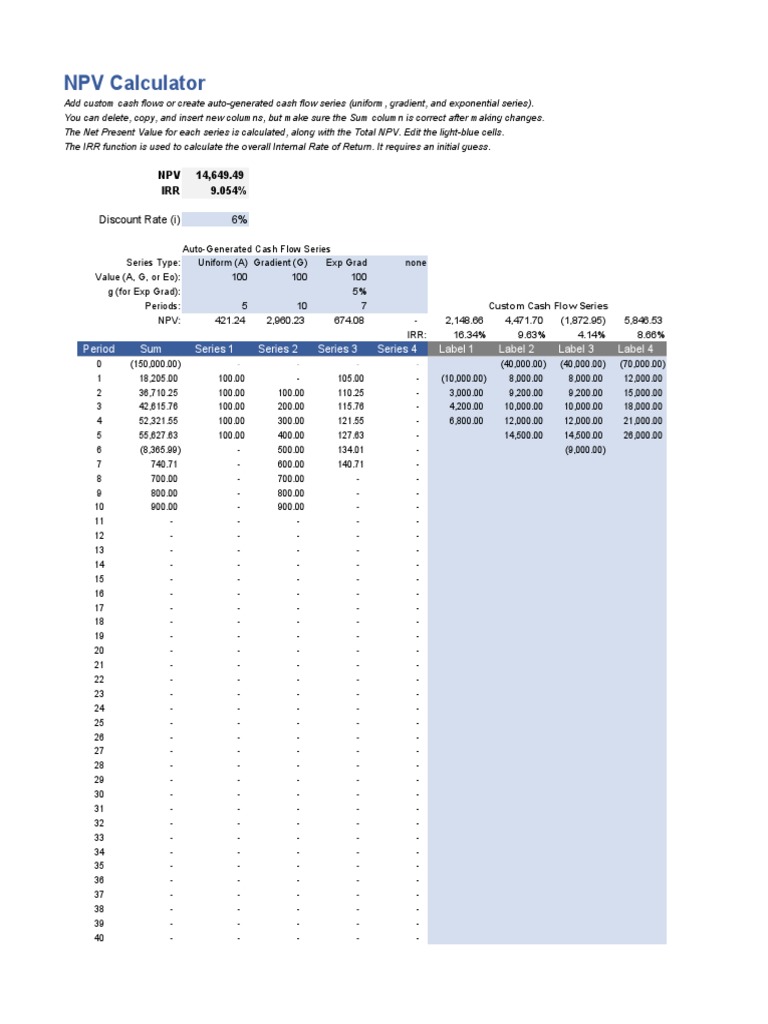 NPV Calculator | PDF | Net Present Value | Internal Rate Of Return