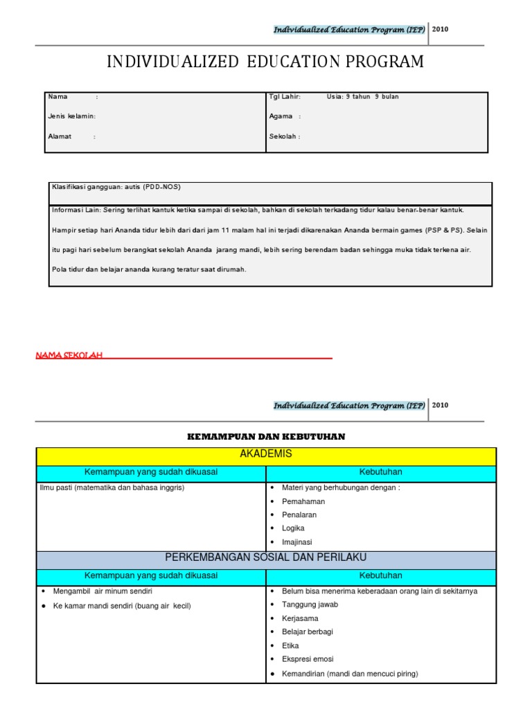 Contoh Iep | PDF