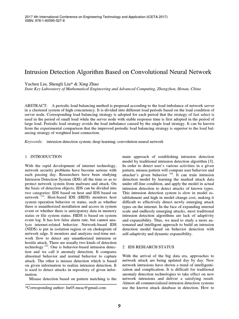Convolutional Neural Network Based Intrusion Detection System Using Periodic Load Balancing ...