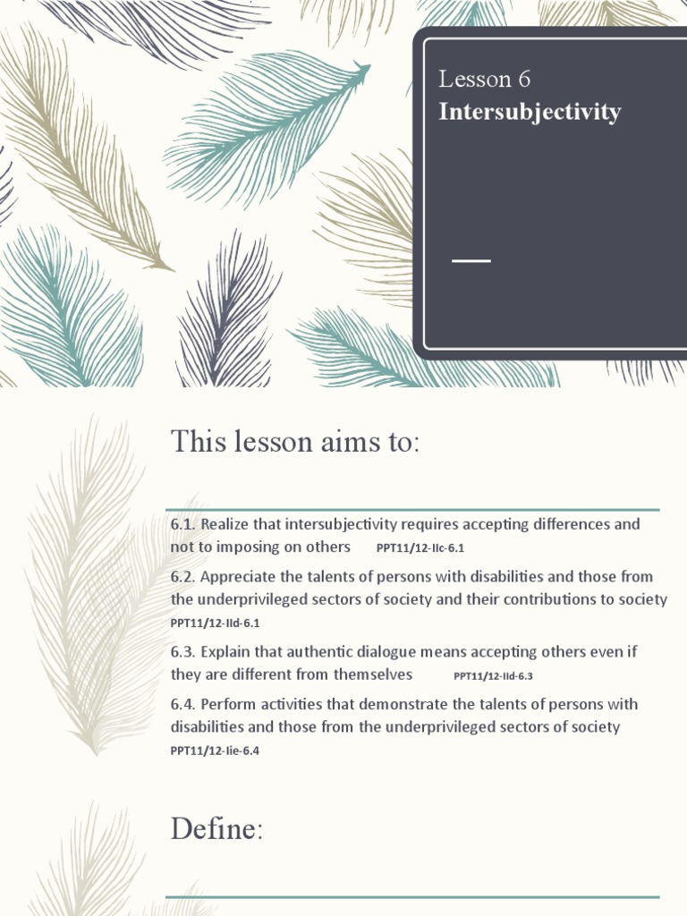 Lesson 6: Intersubjectivity | PDF