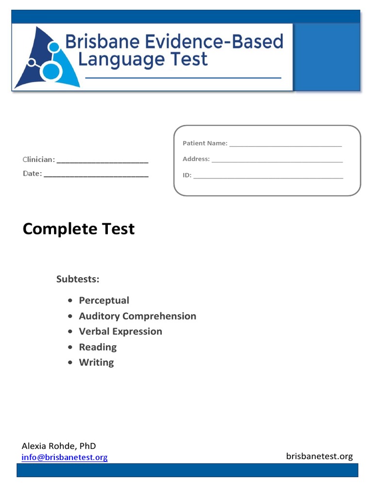 Brisbane Evidence-Based Language Test | PDF | Menu | Bed