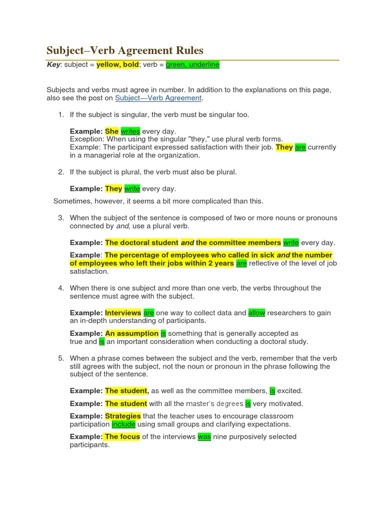 Subject-Verb Agreement 1 | PDF | Grammatical Number | Plural