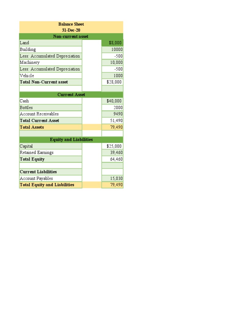 Non-Current Asset: Balance Sheet 31-Dec-20 | PDF | Equity (Finance ...
