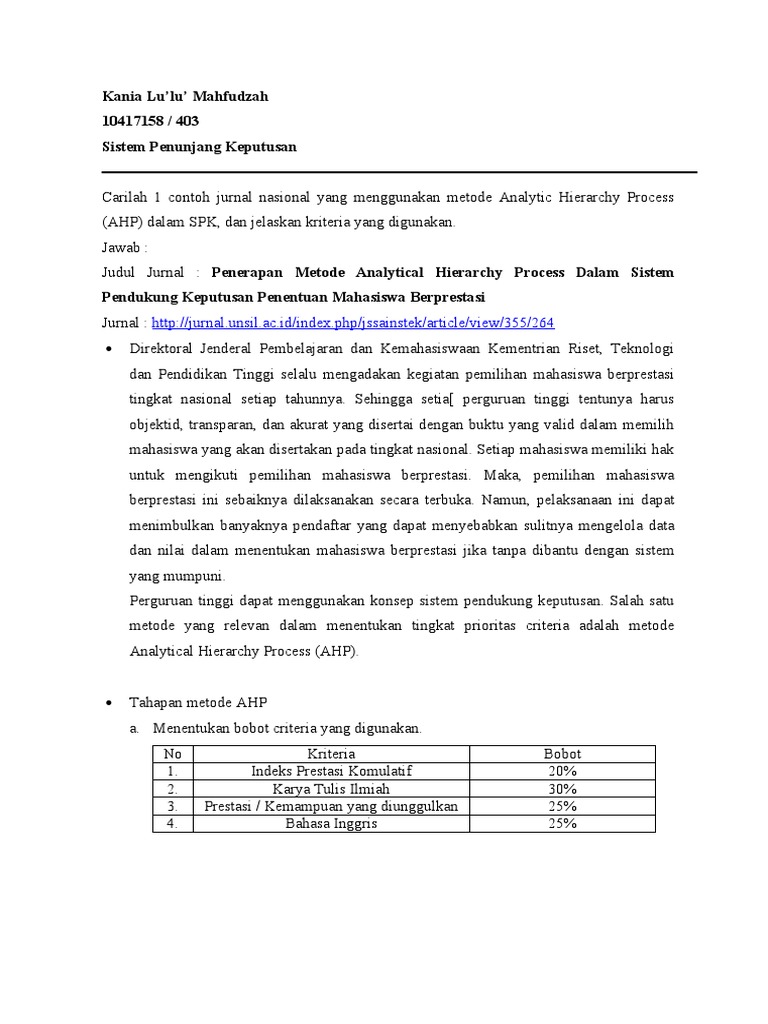 Metode AHP Dalam SPK | PDF