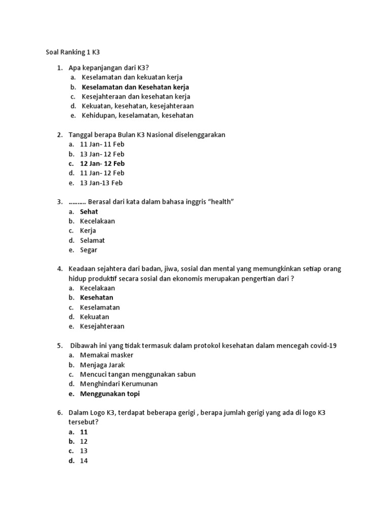 Soal Ranking 1 K3 | PDF