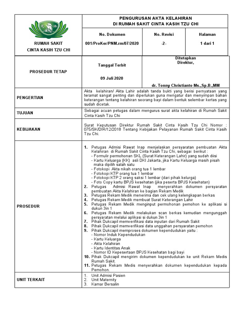 Spo Pengurusan Akte Kelahiran 2020 | PDF