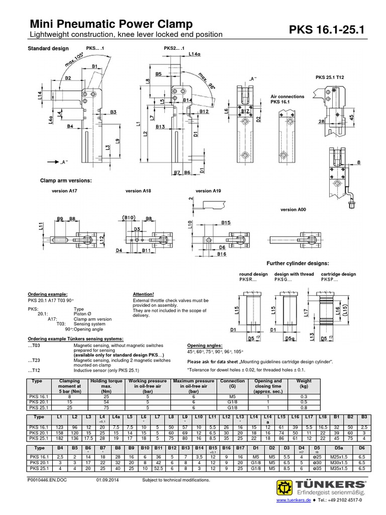 Mini Pneumatic Power Clamp PKS 16.1-25.1: Lightweight Construction ...