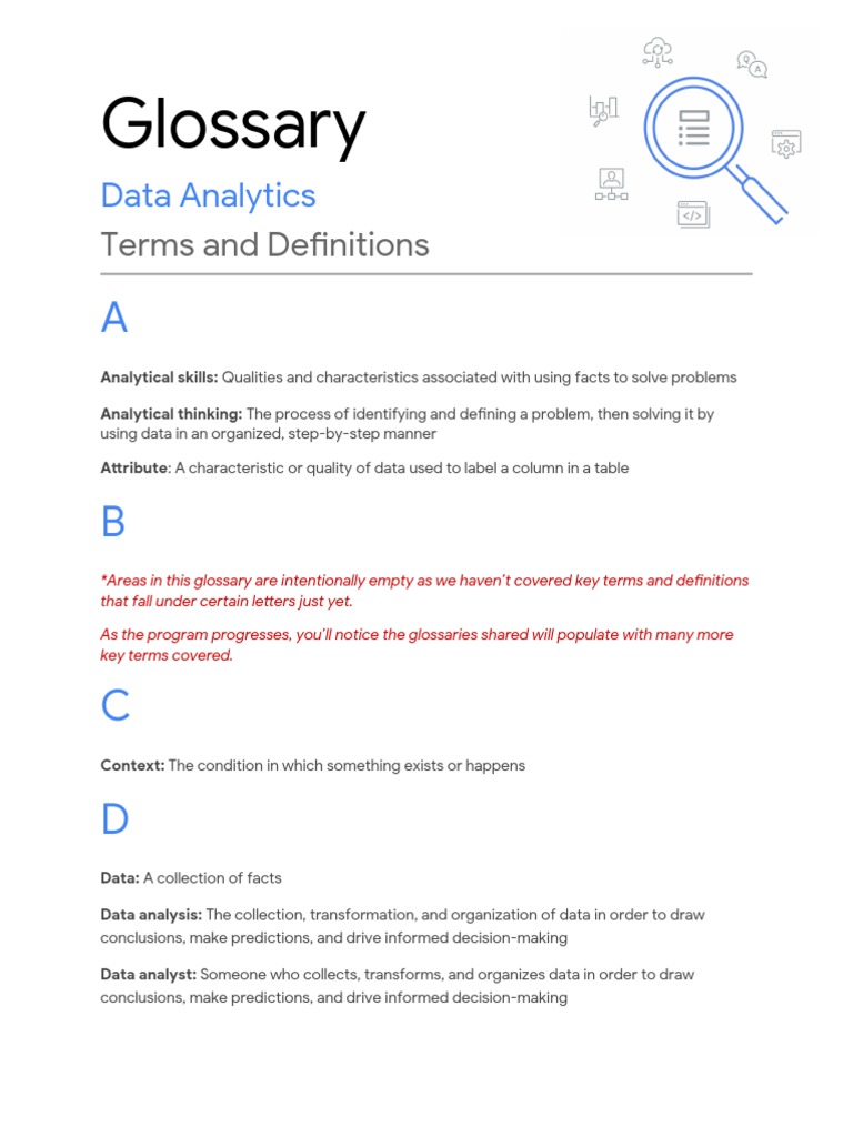 Course 1 Week 4 Glossary - DA Terms and Definitions | Download Free PDF ... Course 1 Week 4 Glossary - DA Terms and Definitions | Download Free PDF ...