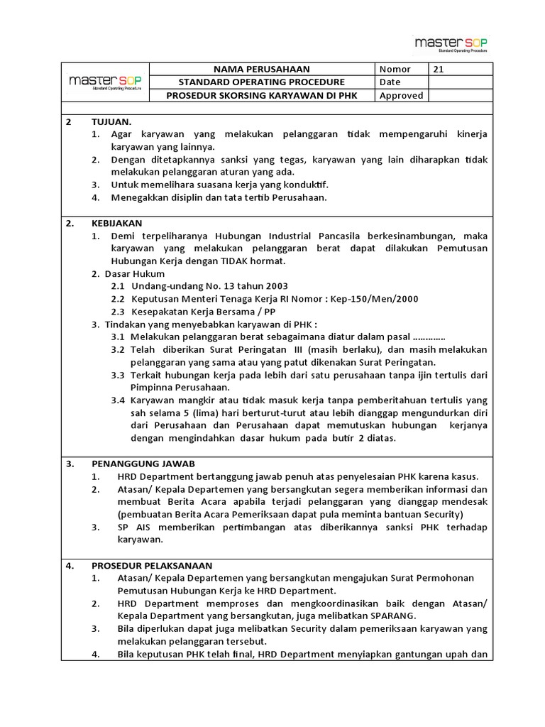 Prosedur Skorsing Karyawan Di PHK | PDF