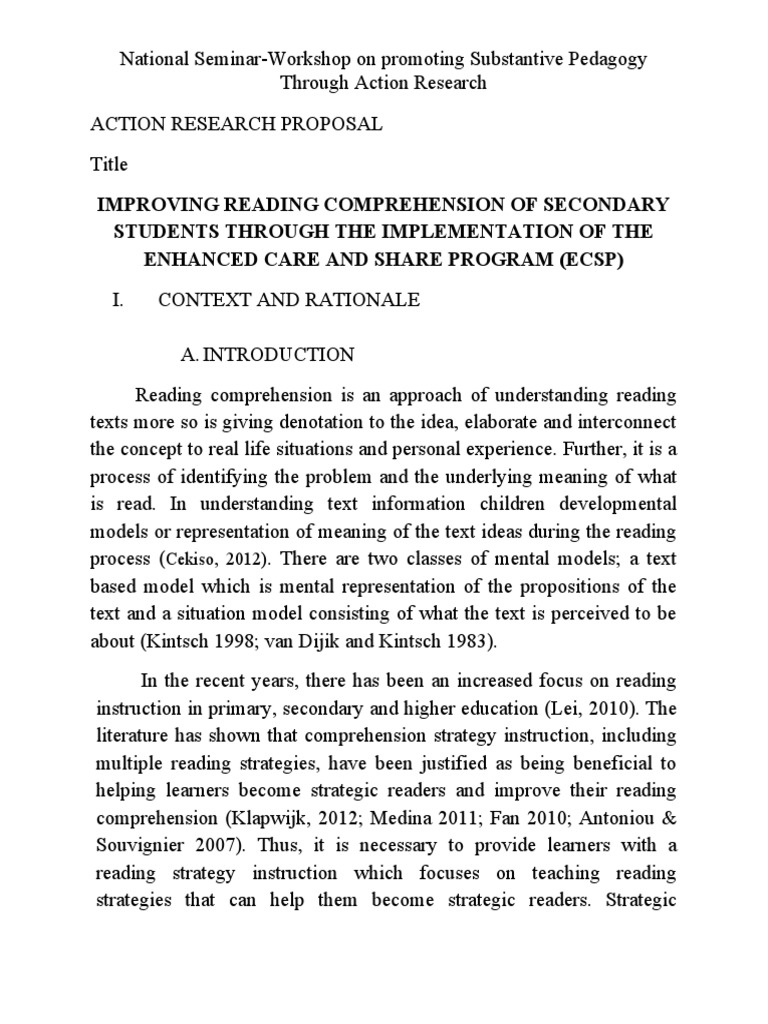 Improving Reading Comprehension of Secondary Students Through The ...