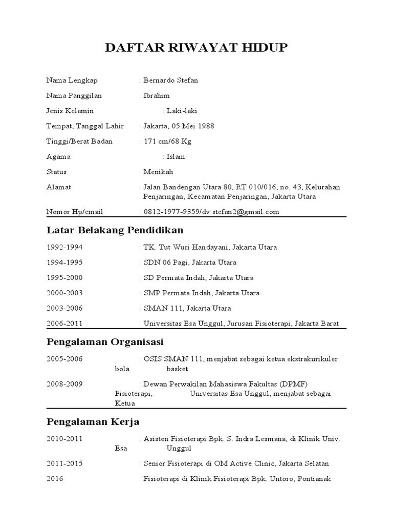 Contoh Bentuk CV | PDF