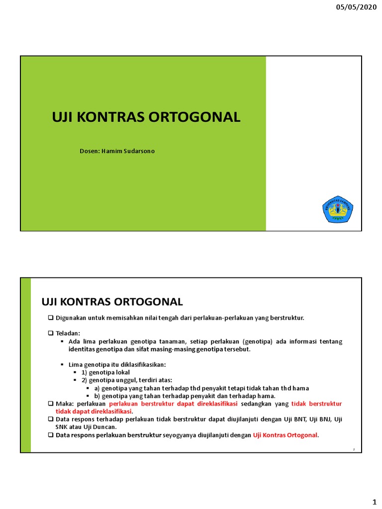 Uji Kontras Ortogonal | PDF
