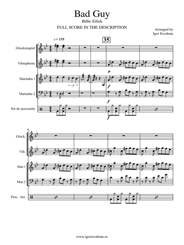 Bad Guy - Billie Eilish Full Score | PDF | Music Production ...