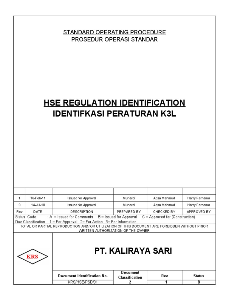 HSE Regulation Identification SOP | PDF | Human Resources | Centers For ...
