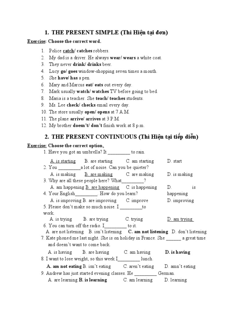 BTVN Part 5 - Day 4 - Tenses | PDF