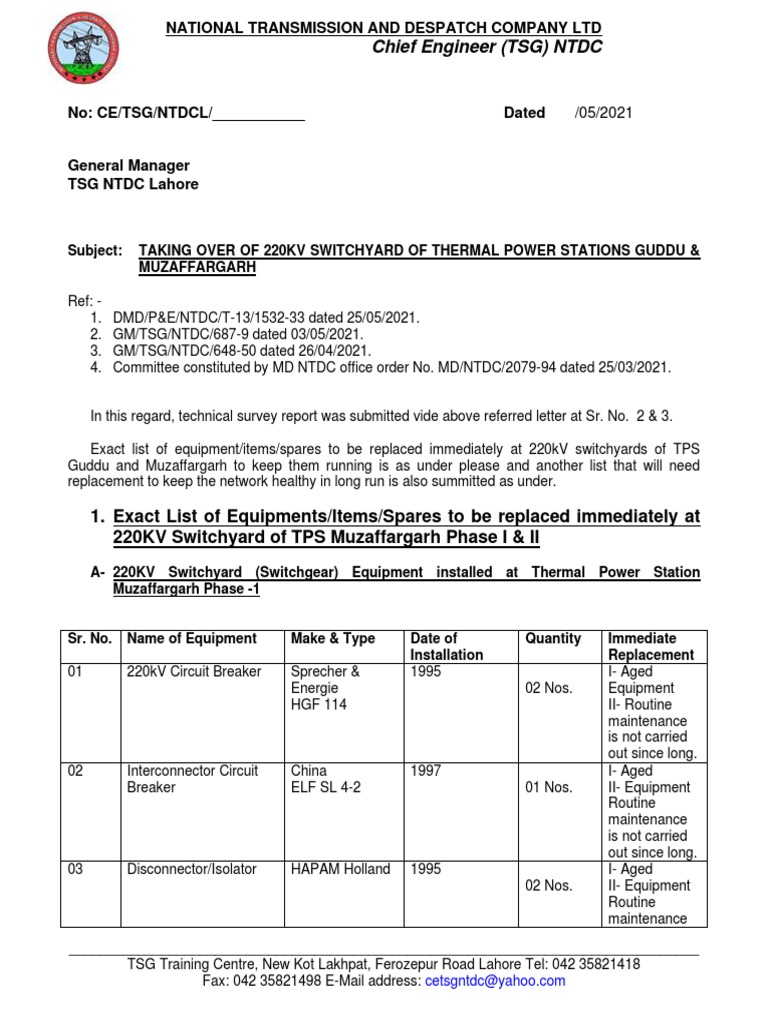 GM TSG - A | PDF | Electrical Substation | Electric Power Transmission