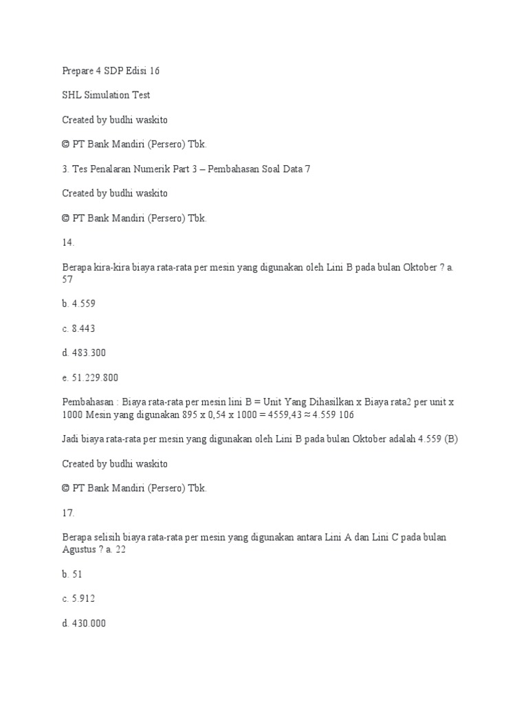 Kunci Jawaban SHL | PDF