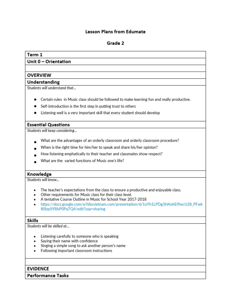 Grade 2 Music Lesson Plans Overview | PDF | Tempo | Woodwind Instruments