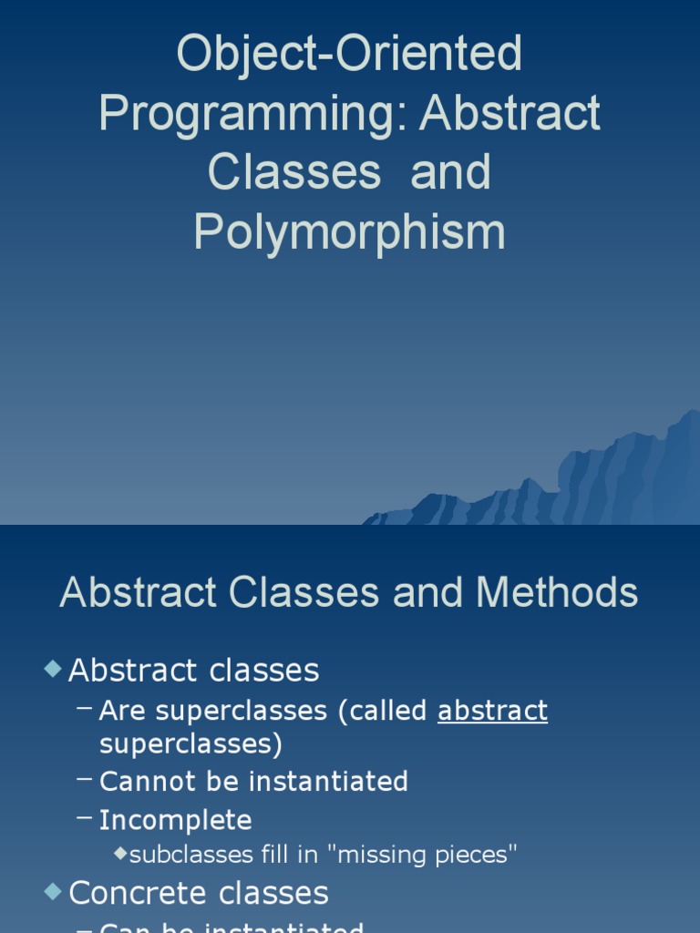 Object-Oriented Programming: Abstract Classes and Polymorphism | Download Free PDF | Inheritance ...